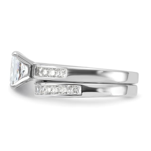 IceCarats 925 Sterling Silver Cubic Zirconia CZ Wedding Band Engagement Ring Bridal Jewelry Set Size 8