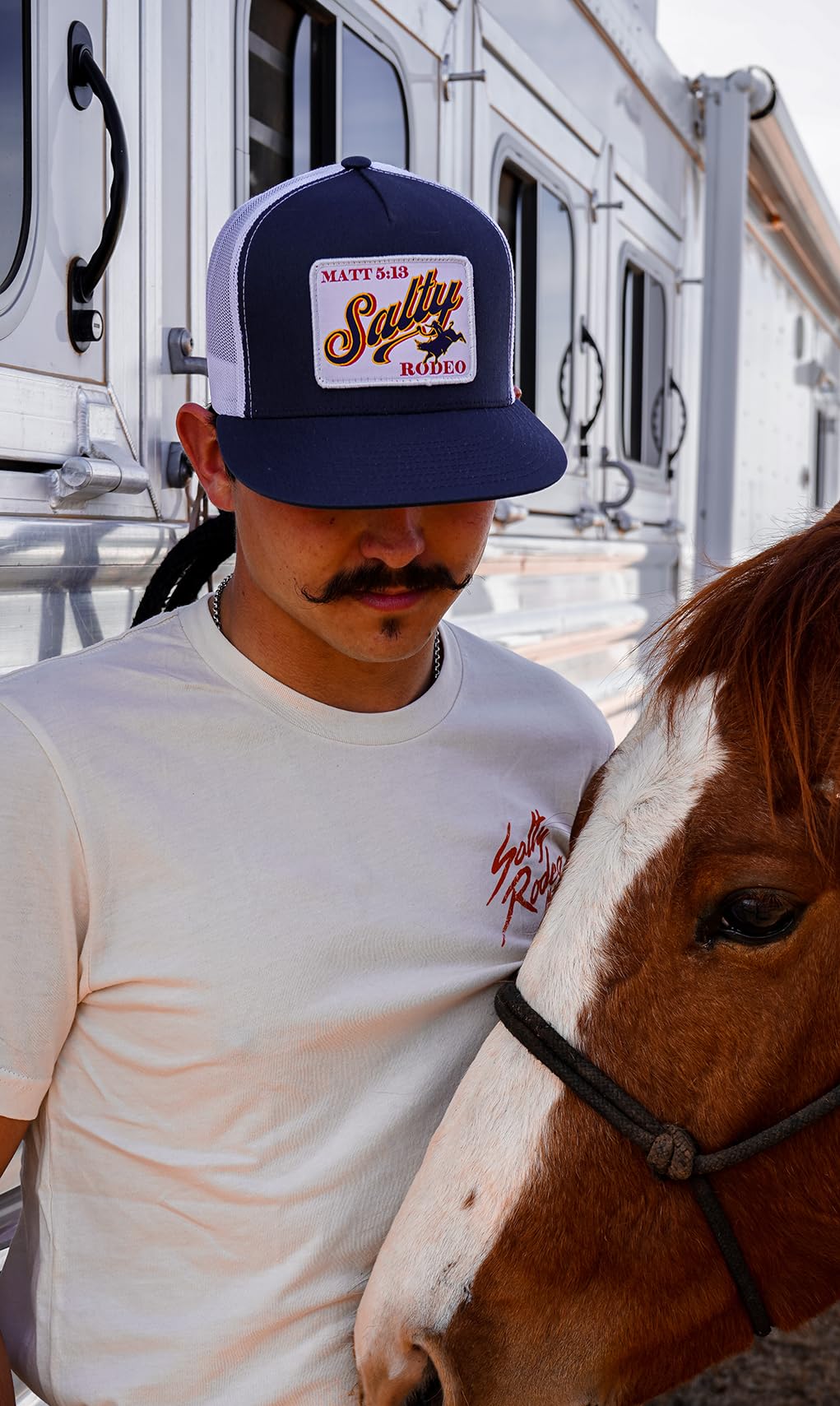 Salty Rodeo Chute Boss Hat - Tall Crown Blue Yupoong Snapback Western Wear Snapback - One Size Fits Most