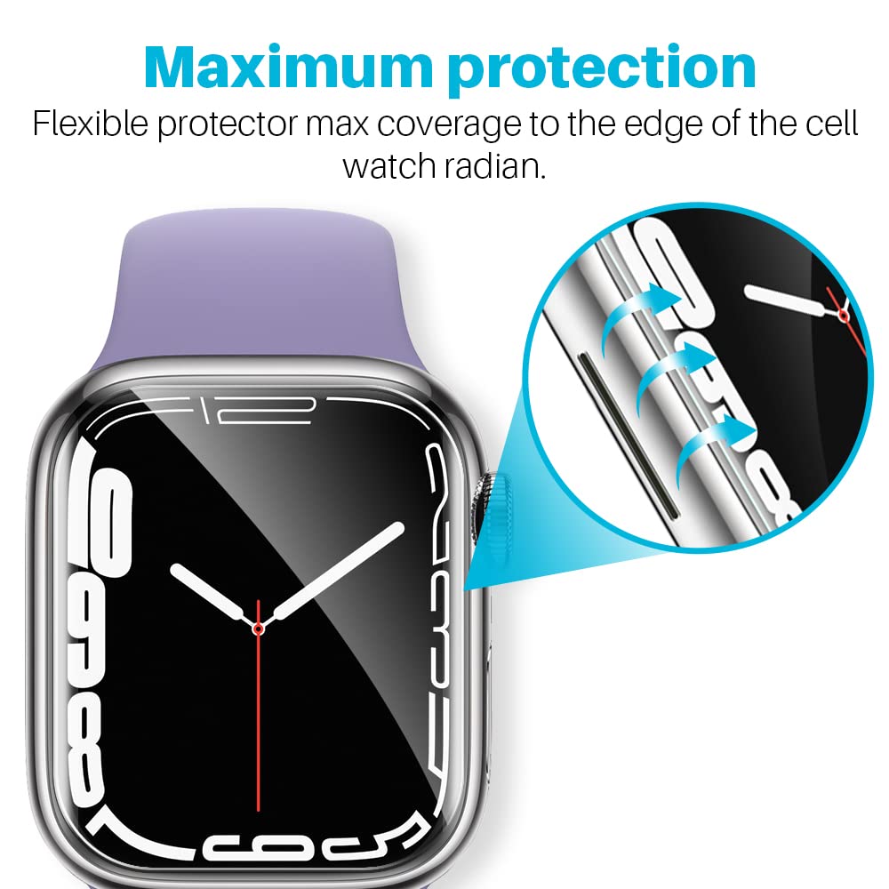 LK 6 Pack Screen Protector Compatible with Apple Watch Series 7 45MM Series 6 Series 5 Series 4 44mm, Max Coverage, Compatible with iWatch 44mm, Ultra-Thin TPU Film, Case Friendly，apj02