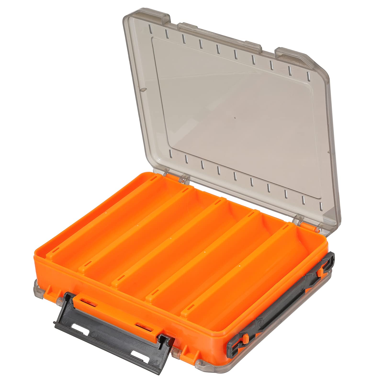 PATIKIL Double Sided Fishing Lure Storage Box Plastic Fish Tackle Container Organizer, Orange