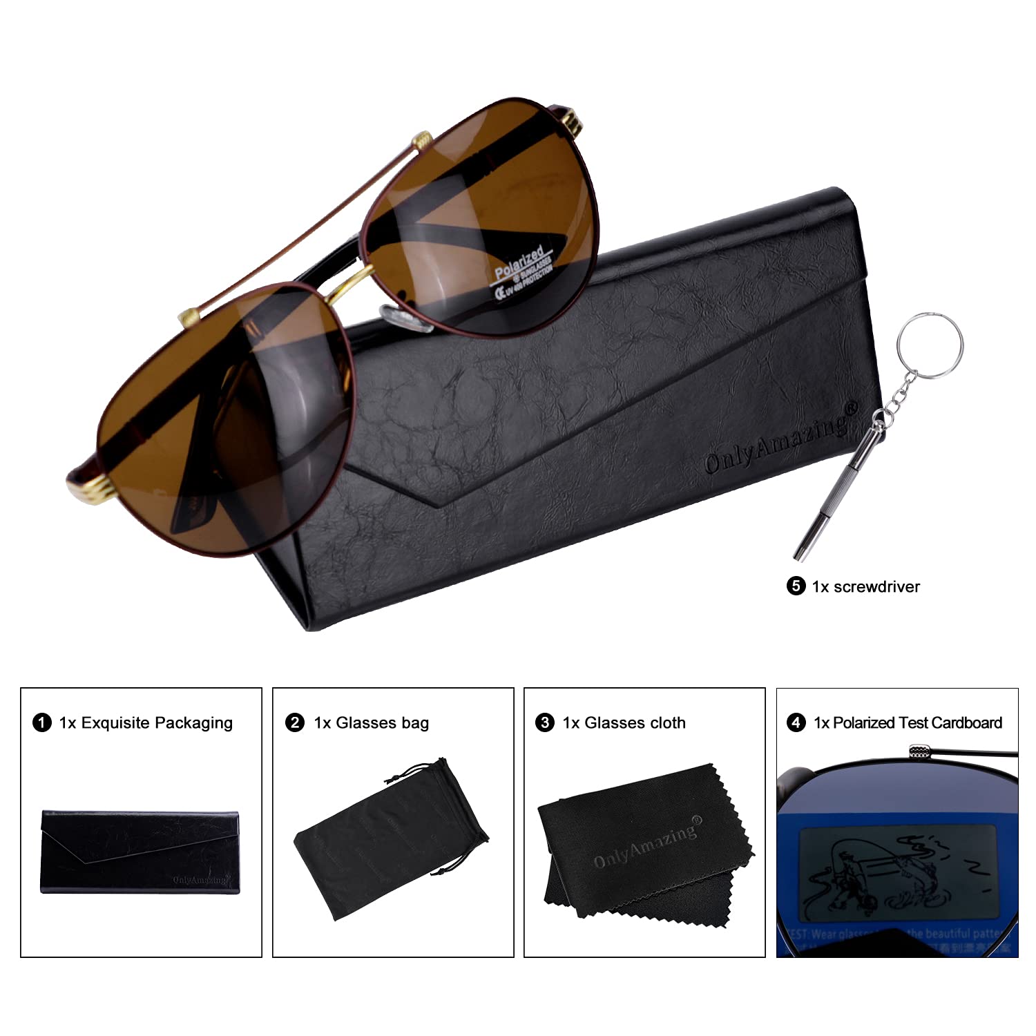 onlyamazing Aviator Sunglasses for Men Women Polarized Driving UV 400 Protection with Case