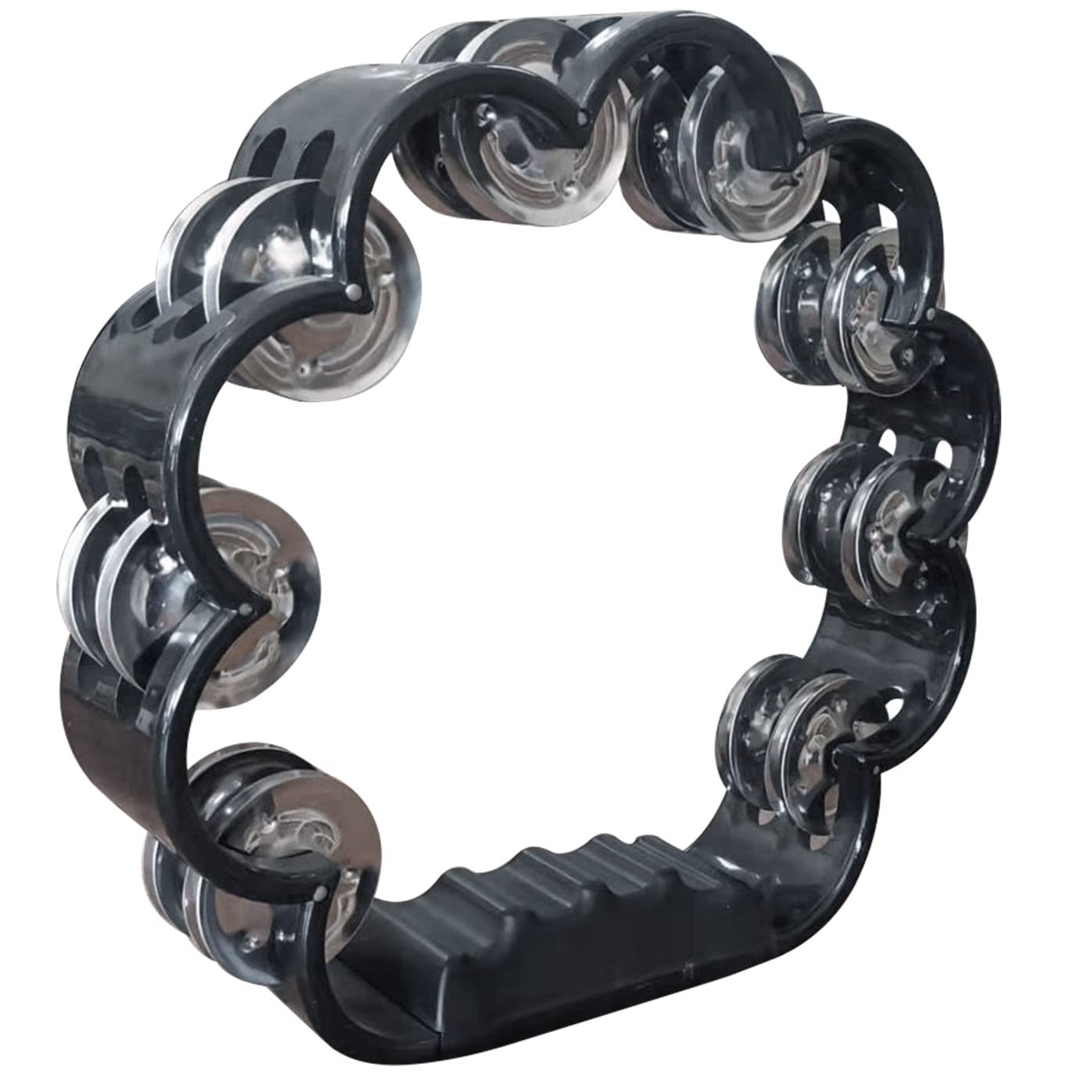 Plastic 10-inch Tambourine, 16 Pairs of Jingles, Headless, Wavy Shaped Frame