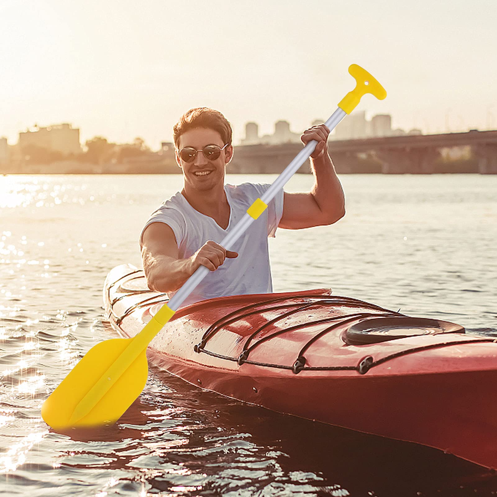 LIOOBO 2Pcs Telescopic Kayak Paddle Rafting Boat Paddle Canoe Oars Plastic Aluminum Alloy Boat Oars