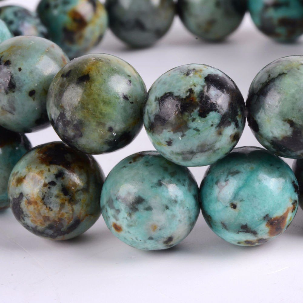 Justinstones Natural A Grade African Turquoise Gemstone 10mm Round Beads Stretch Bracelet 7 Inch Unisex