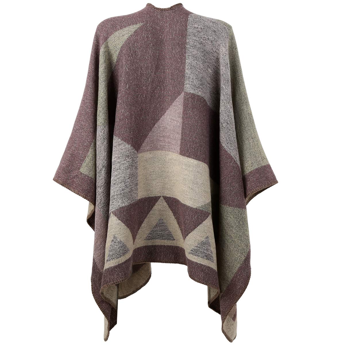 OOPOR Winter Warm Shawl Wraps Cape - Women Fall Knit Wool Plaid Ponchos Blanket Sweater fleece Scarf Coat