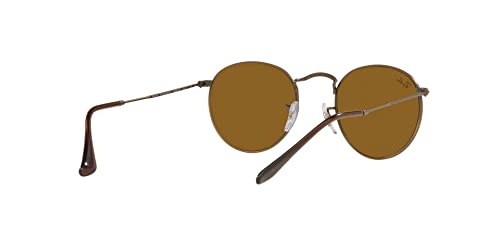 Ray-Ban Rb3447 Round Metal Sunglasses, Antique Gold/Brown, 47 mm