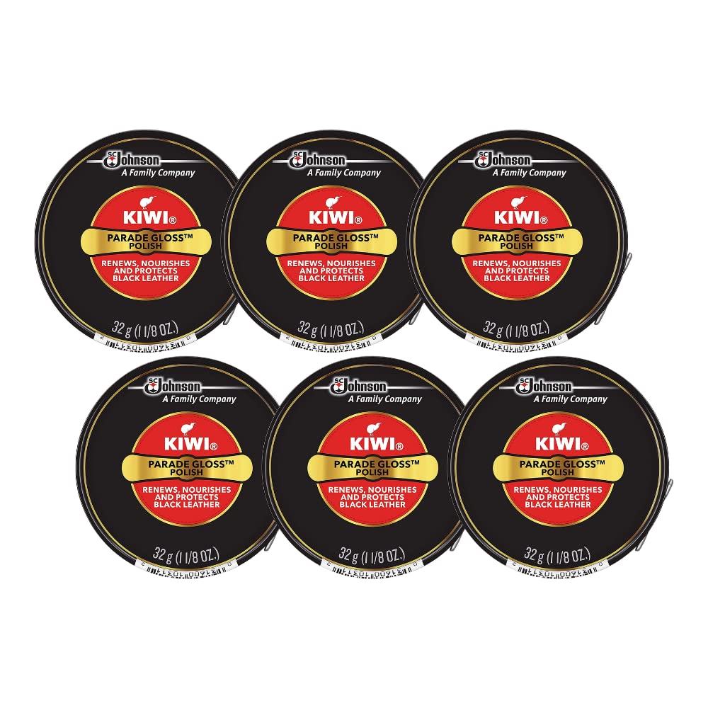 KIWI Parade Gloss Premium Shoe Polish Paste, 1-1/8 Ounce, Black - 6 Pack