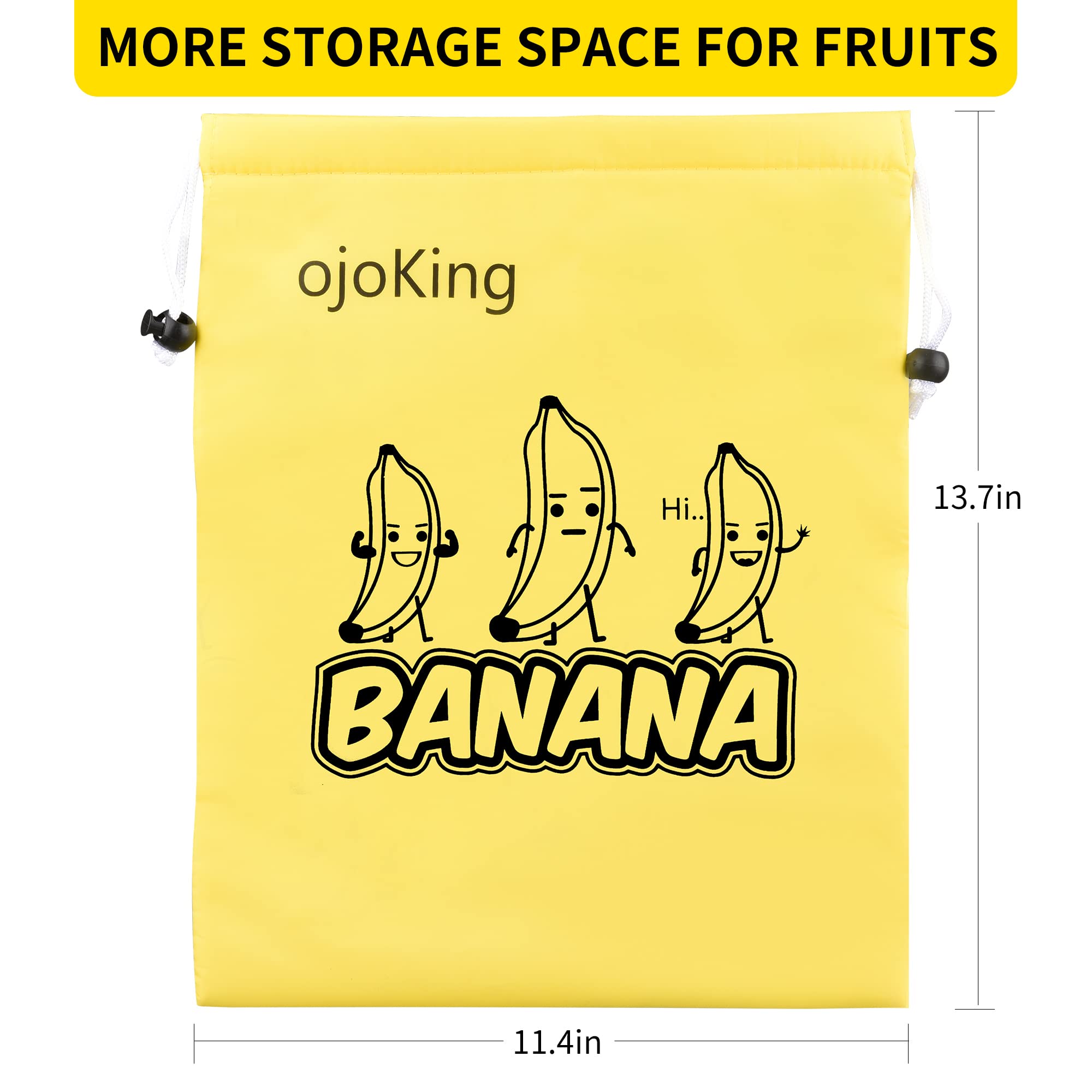 ojoking Yellow Banana Storage Bag keeps fresh for a long time, reusable fruit storage bag,keep bananas fresh,banana saver,banana bags to prevent ripening,(SET OF 2)