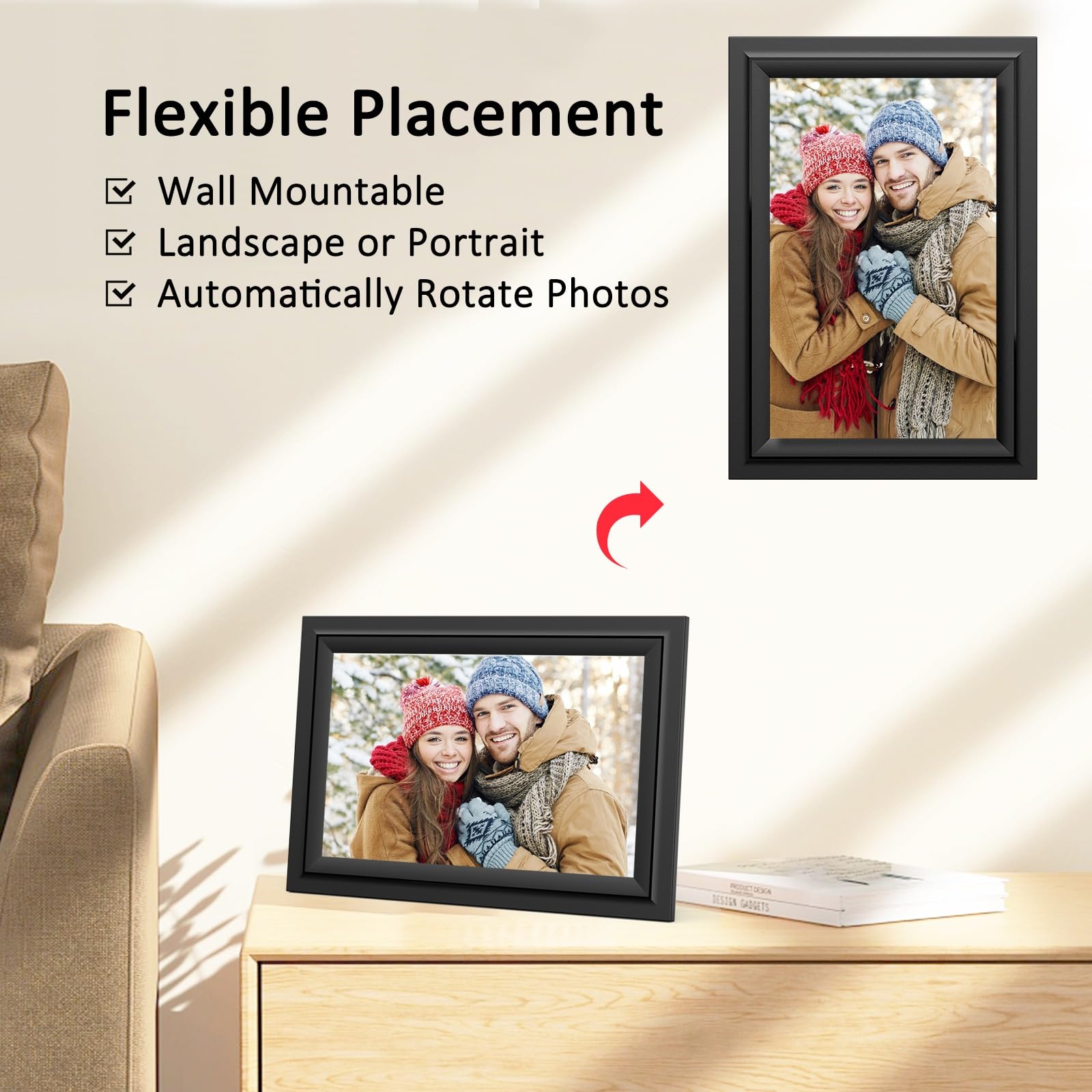 SAMMIX Digital Picture Frame Digital Photo Frame WiFi 10.1 Inch IPS Touch Screen, 16GB Storage, Auto-Rotate,Share Photos and Videos via Free App