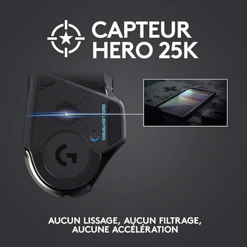 Logitech G502 Lightspeed Wireless Gaming Mouse, Hero 25K Sensor, 25,600 DPI, RGB, Adjustable Weights, 11 Programmable Buttons, Long Battery Life, POWERPLAY-Compatible, PC/Mac - Black