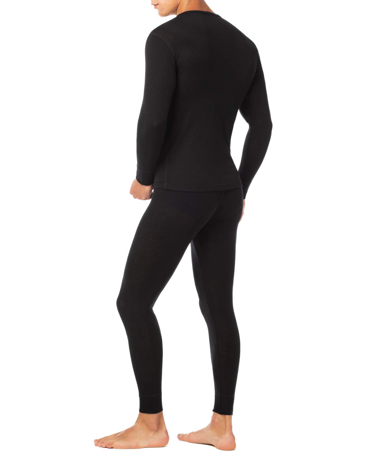 LAPASA Men's 100% Merino Wool Base Layer Set Lightweight Thermal Underwear Activewear Long John Top Bottom M31 Large 1. Lightweight Black 1 Set