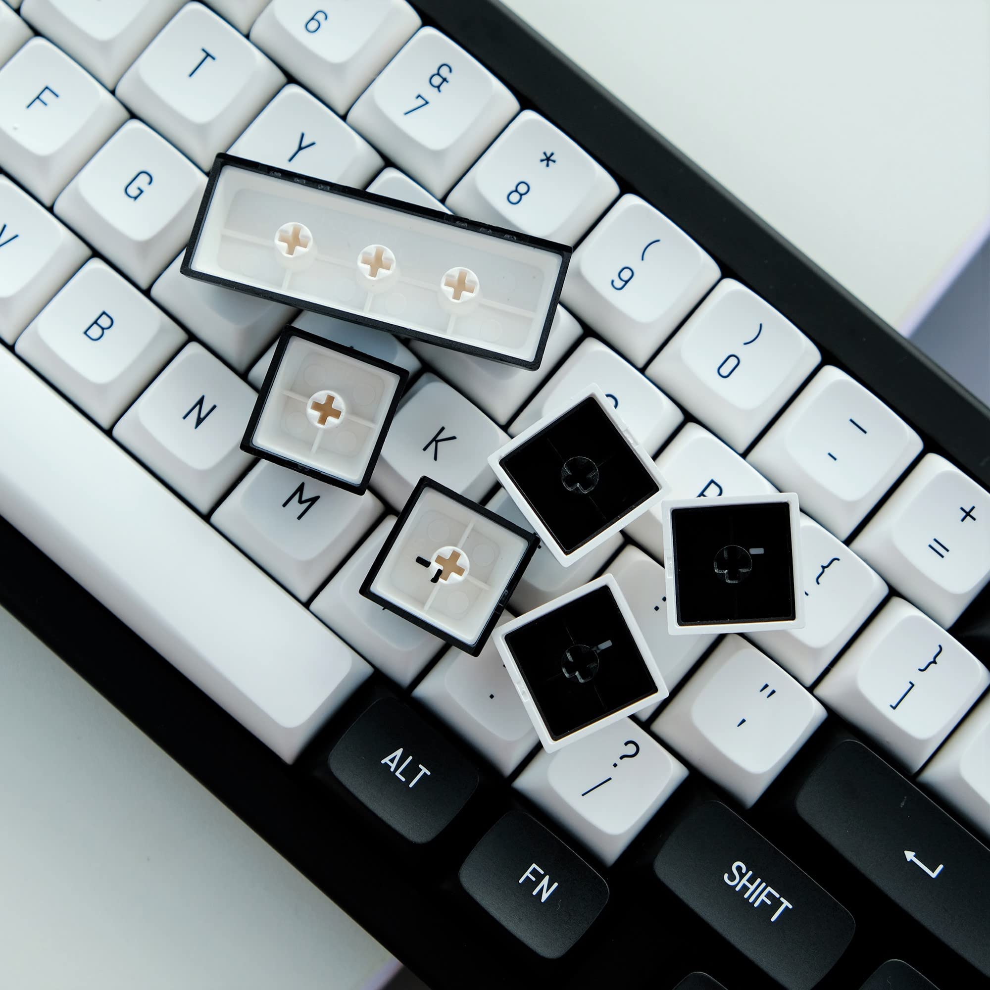 UniCusMech 150 Keys Set CSA Profile Custom Keycaps PBT Double Shot ANSI Layout Keyboard for Cherry MX Switches Mechanical Gaming Keyboards (Black and White)