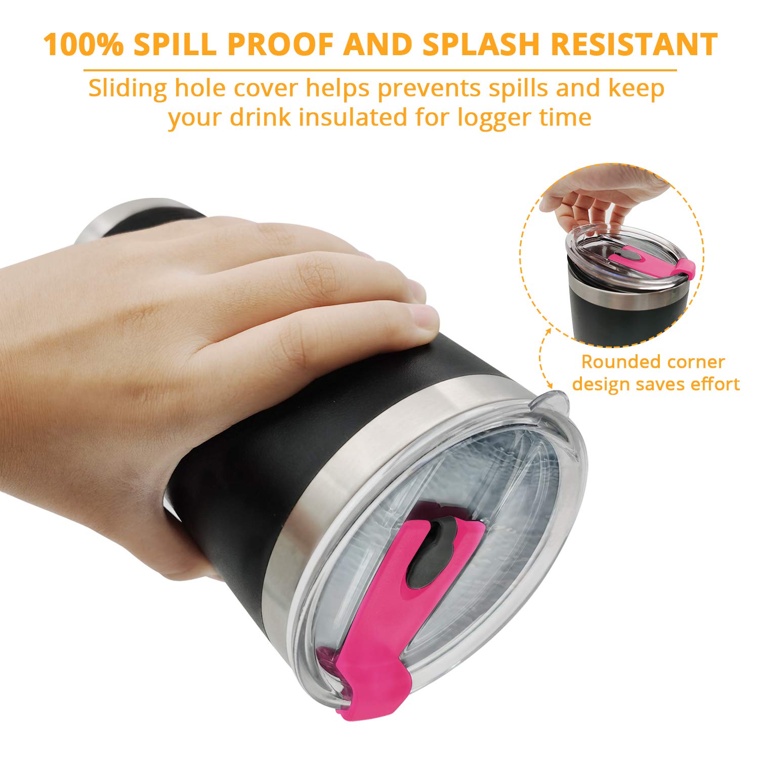 KUFUNG Tumbler Lids Spillproof 30 oz, Splash Resistant Lid for Tumbler/For Yeti Rambler/Coffee Mug and More Cooler Cup (Rose Red, 30 OZ)