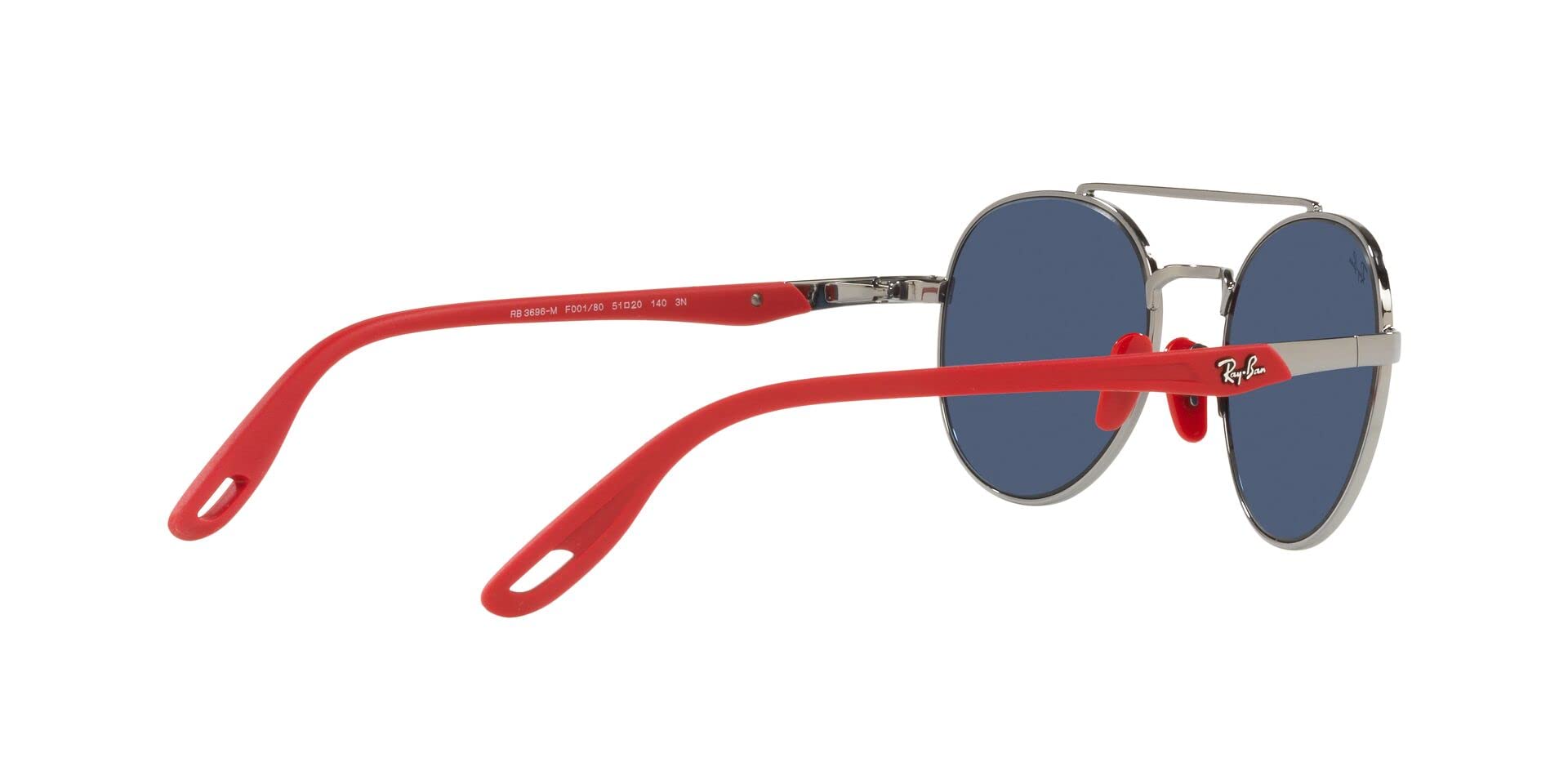 Ray-Ban RB3696M Scuderia Ferrari Collection Round Sunglasses, Gunmetal/Dark Blue, 51 mm