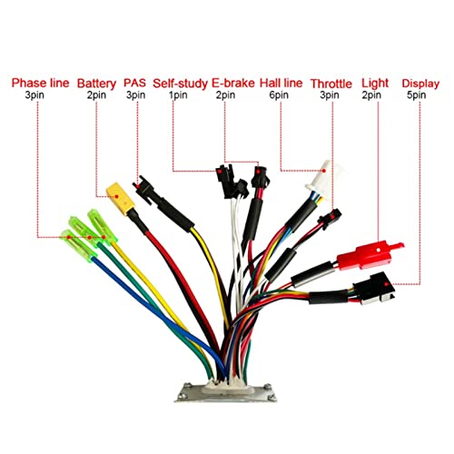 Raguso Brushless Motor Controller Set, Long Life Span Groove Design Motor Controller Kit Thumb Throttle 24V 36V 48V Effective Heat Dissipation for Electric Bike