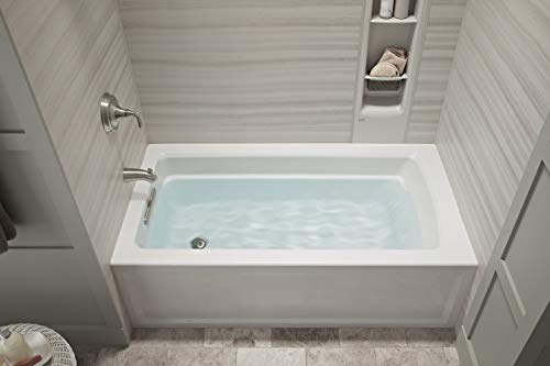 KOHLER K-1123-LA-0 Archer 60-Inch x 32-Inch Alcove Bath with integral apron, integral flange and left hand drain, White, one-size