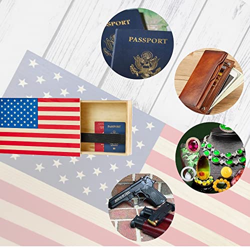 UraiseWerk handmade decorative wooden box concealed cabinet with slidable American flag cover