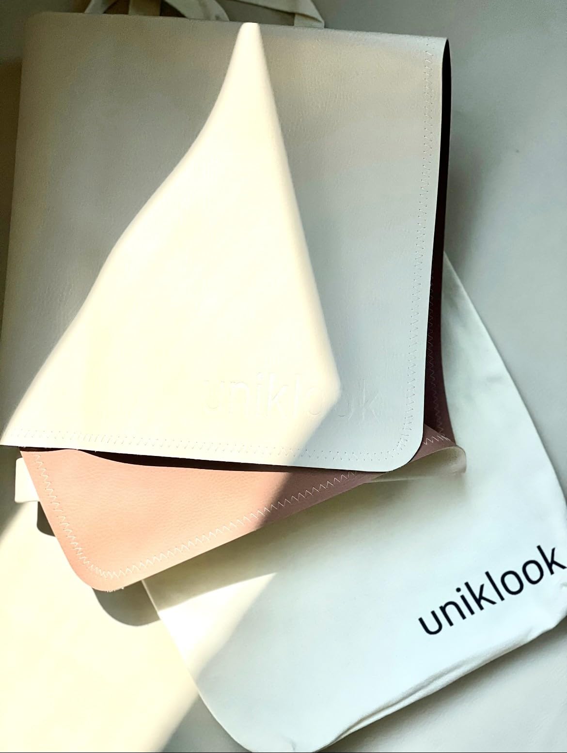 Uniklook Mat – 39”x39” Square | Luxurious, Faux-Leather Drop Cloth | Tummy Time, Picnic, Craft mat or Beach Blanket | Wipeable, Waterproof, Mat for Under High Chair Rug (Blanc, Terra, 39"x39")