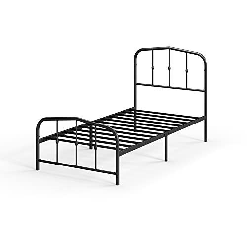 Zinus Heidi Metal Platform Bed Frame/Steel Mattress Foundation/Bed Frame with Headboard and Footboard/No Box Spring Needed/Easy Assembly, Black, Twin