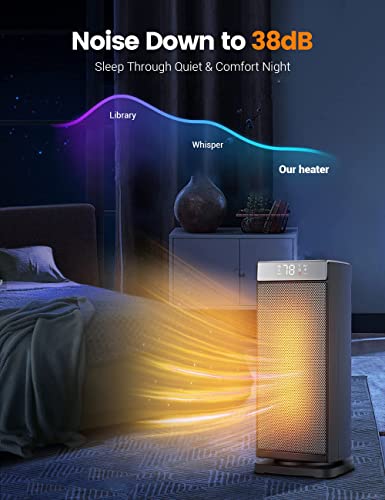 Sunnote Space Heater, 1500W Fast Heating Ceramic Electric Space Heater for Indoor Use with Thermostat, 5 Modes, 24Hrs Timer, LED Display, Oscillating Portable Heaters Ideal for Bedroom & Garage Use