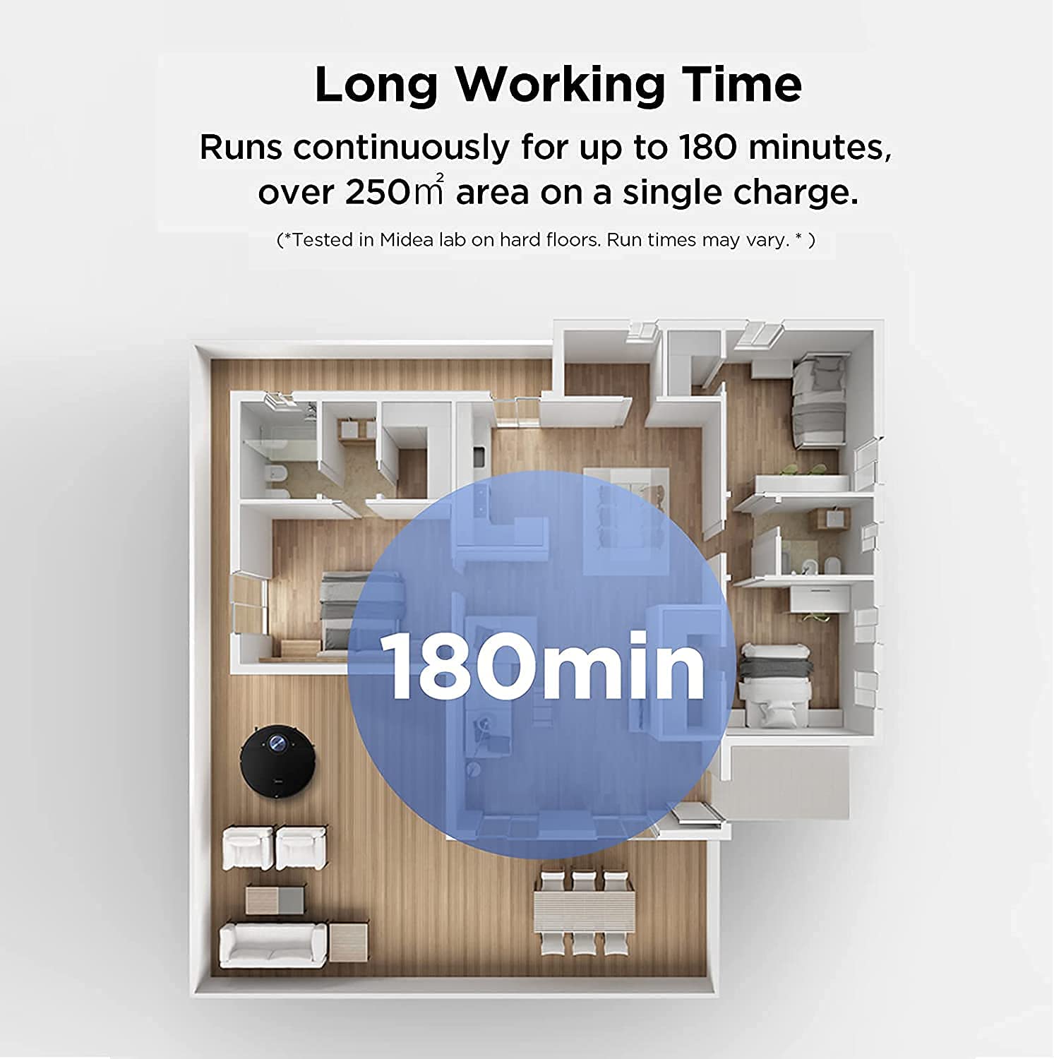 Midea M7 (LDS) Robot Vacuum Cleaner, 4000Pa Strong Suction Power Vacuum Cleaner with Mopping Function, Self-Charging Vacuum Cleaner, Route Planning, for Animal Hair/ Floors/ Carpets, 5200mAh, Black