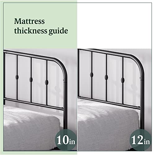 Zinus Heidi Metal Platform Bed Frame/Steel Mattress Foundation/Bed Frame with Headboard and Footboard/No Box Spring Needed/Easy Assembly, Black, Twin