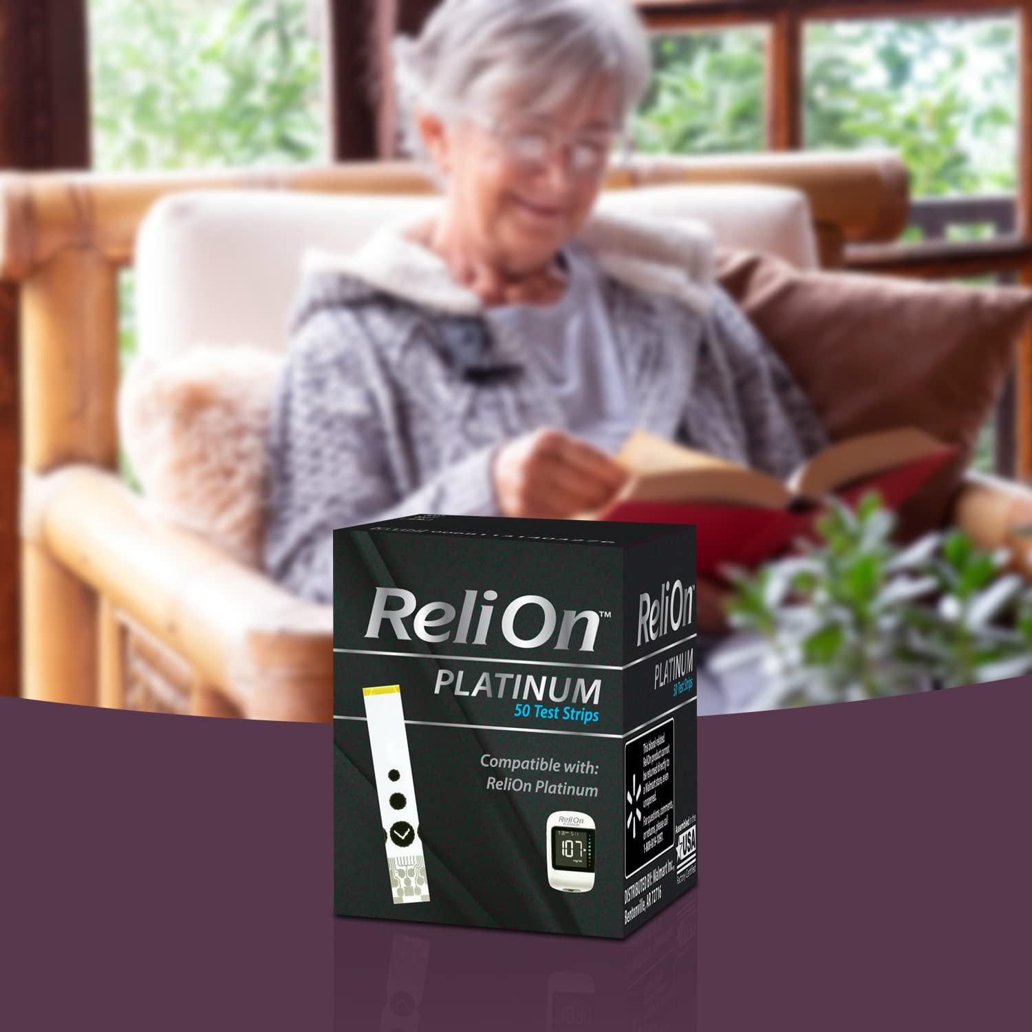 ReliOn Platinum Blood Glucose Test Strips, 50 Ct Bundle with Exclusive Look After Your Diabetes - Better Idea Guide (2 Items)
