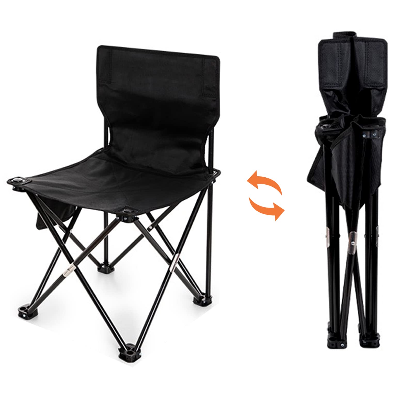 Puraville Easy Set-Up Camping Chairs 2 Pack, Portable Outdoor Chairs with Storage Pockets for Both Adults and Kids(Black, 2pcs)