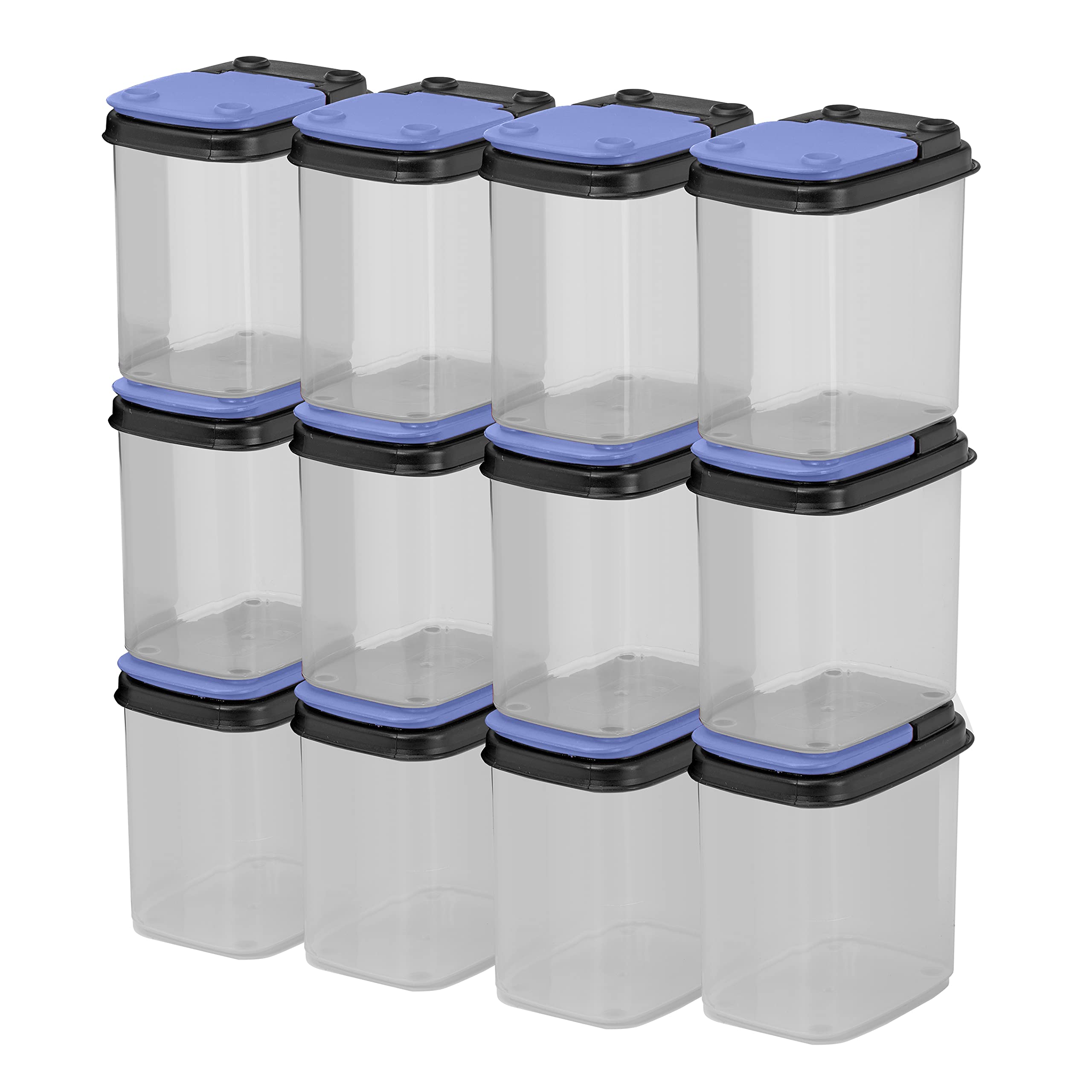 Multi-Purpose Hardware Storage Bins - Buddeez Bits and Bolts Small Storage Containers, Hardware Organizers, Clear Containers With Blue Stackable Lids, Bolt and Screw Organizer (1 Quart - 12 Pack)