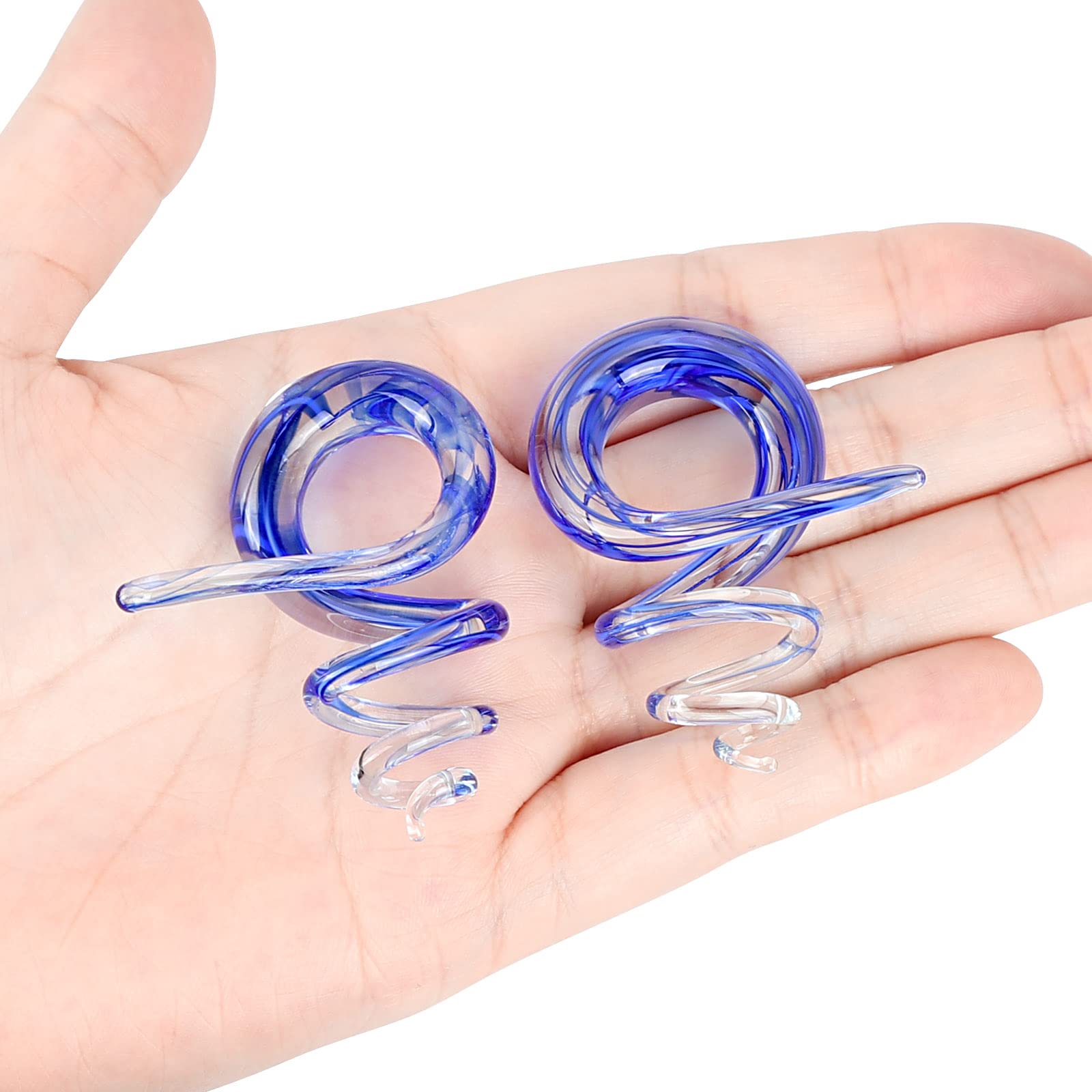 Oyaface 2pcs Glass Ear Gauges Flesh Plugs Ear Stretchers Expander Spiral Shape Red 2G(6mm)