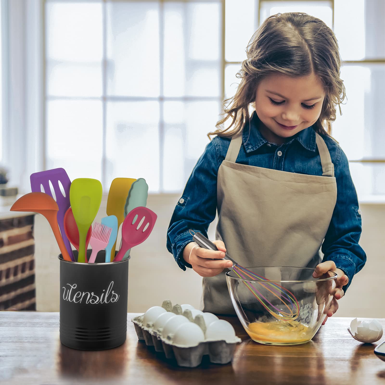 KAY RUK Kitchen Silicone Utensil Set,10Pcs Silicone Cooking Utensils Set,Food Grade Safety Silicone Utensils,480℉Heat Resistant Kitchen Tools,Seamless Easy to Clean, Non Stick Utensils(Multicolor)