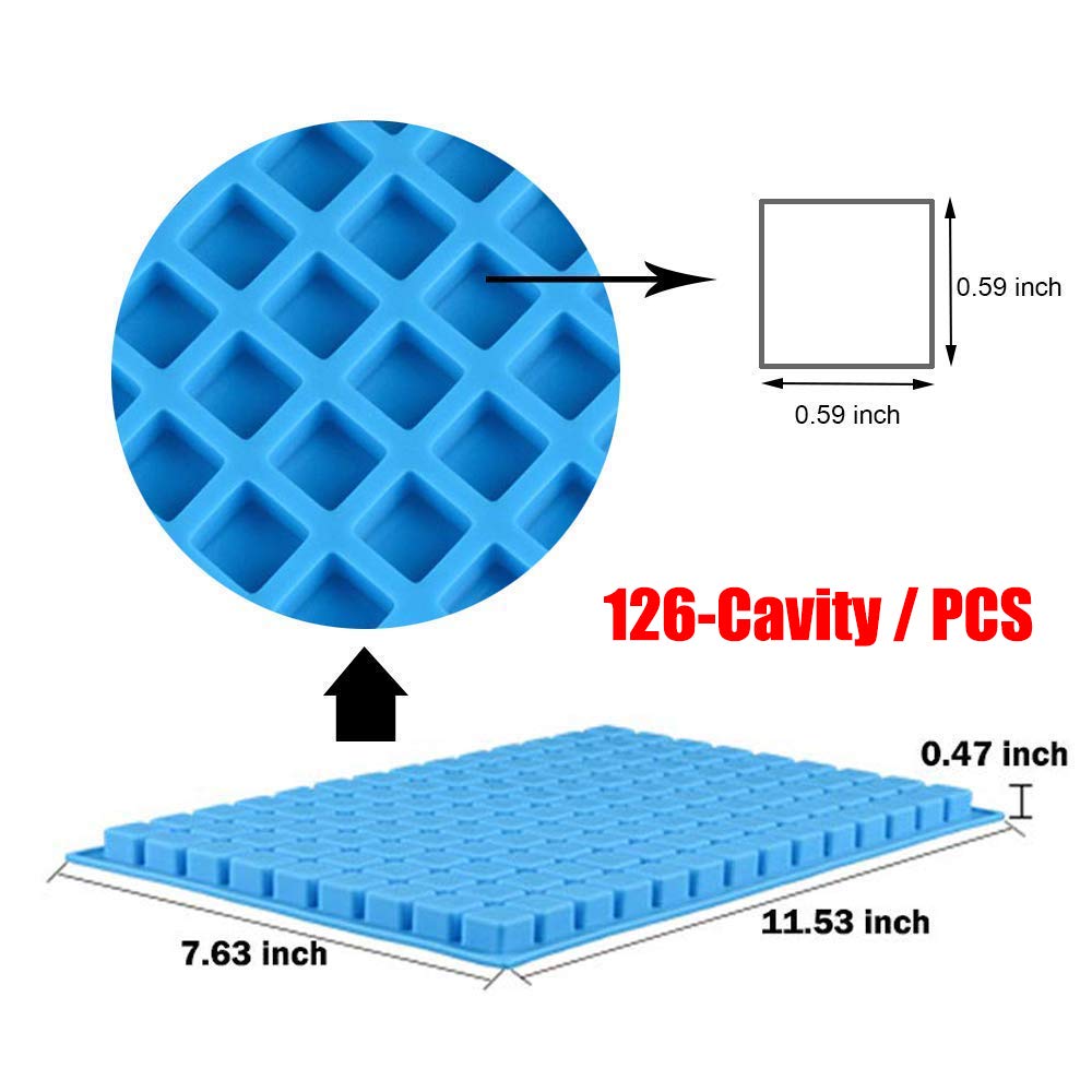 Palksky Silicone Molds for Candy Chocolate Gummy baking, (2 PCS) 126 Cavity Mini Square mold for Ice Cube Pralines Caramels