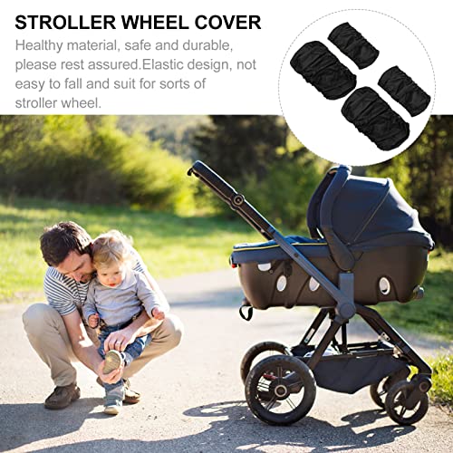 Travel Stroller Travel Stroller Travel Stroller 4Pcs Stroller Wheel Cover Carriage Cover Stroller Wheel Cover (Black) Jogging Stroller Jogging Stroller Jogging Stroller