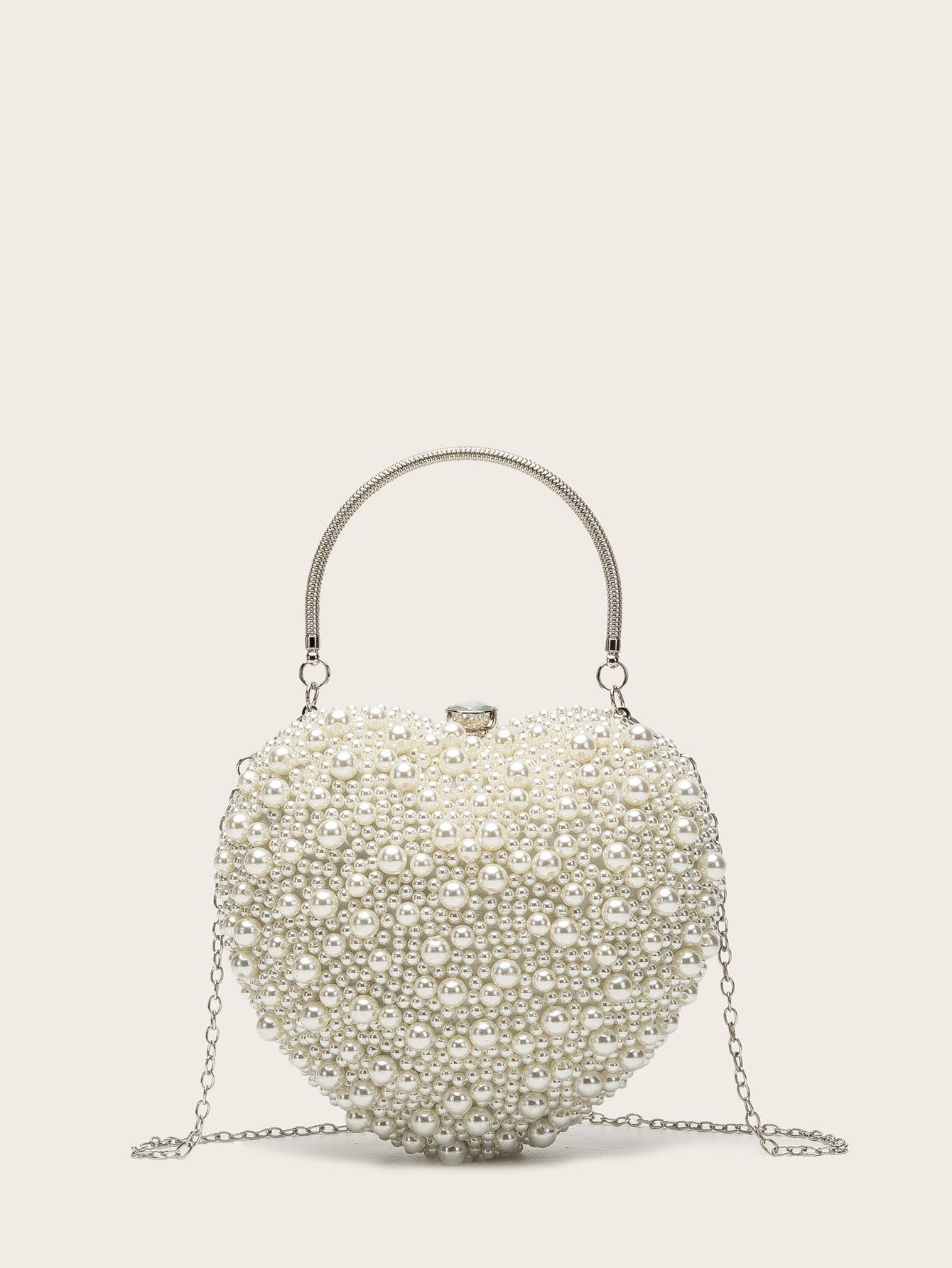 LETODE Pearl Evening Purse Cute Heart Shape Clutch Bags For Women wedding Chain Bag