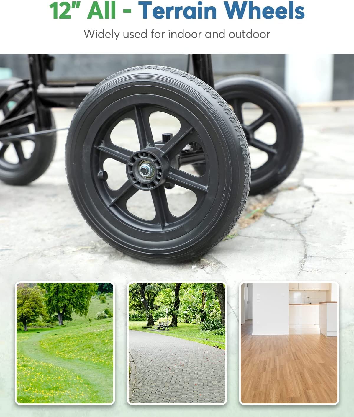 Knee Scooter, All Terrain Knee Scooter for Adults Steerable Knee Walker for Surgery, Broken Foot, Ankle Injuries Heavy Duty Crutches Alternative, Foldable-Knee-Scooter-Walker (Black)