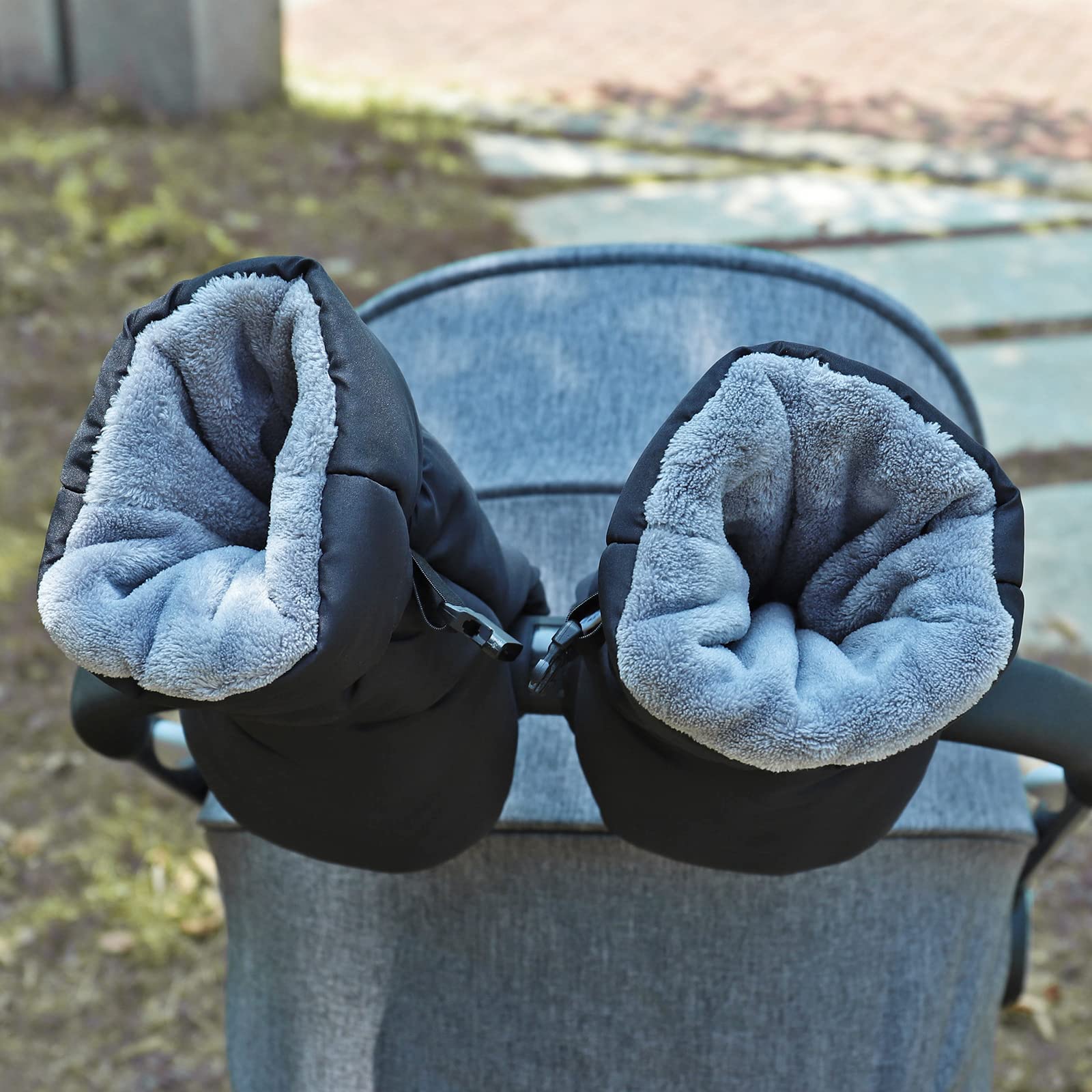 Stroller Gloves, Universal Spring/Winter Anti-Freeze Stroller Hand Muff, Waterproof Mittens Warmers, Carriage Hand Cover Warm for Pushchair, Pram, Stroller & Car Seat Bar(Black)