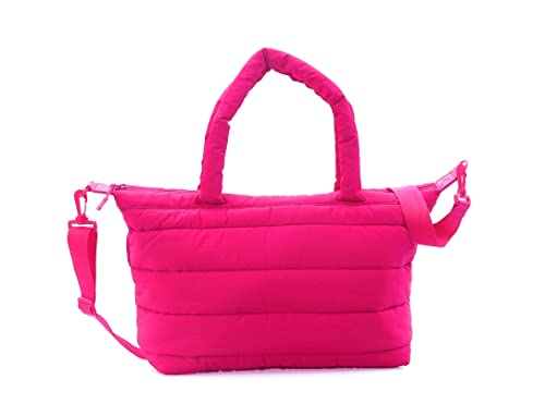 No Boundaries Women's Puffy Quilted Tote Handbag (Fuchsia)