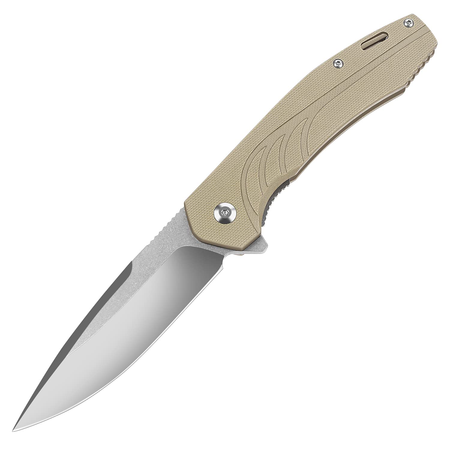 URiver Pocket Knife,G10 handle,With Pocket clip,Material Sharp Blade, Great for Paring, Hunting and Camping,Ideal Gifts for Your Family(Yellow)