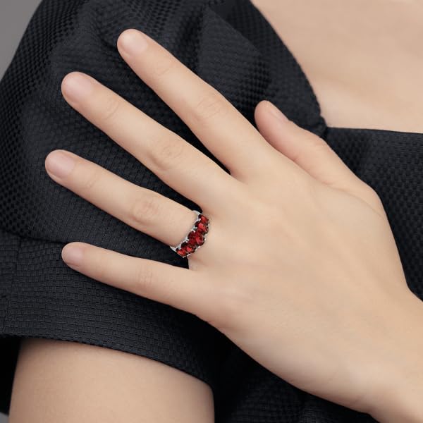 IceCarats 925 Sterling Silver Red Garnet Ring Gemstone Band Size 8