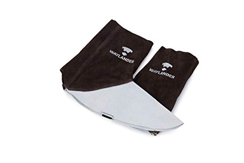 Waylander Leather Welding Spats - Cowhide Leather Shoe Boot Protectors Covers - Kevlar Stitched Low Top Gaiters with Elastic Band - SC0206