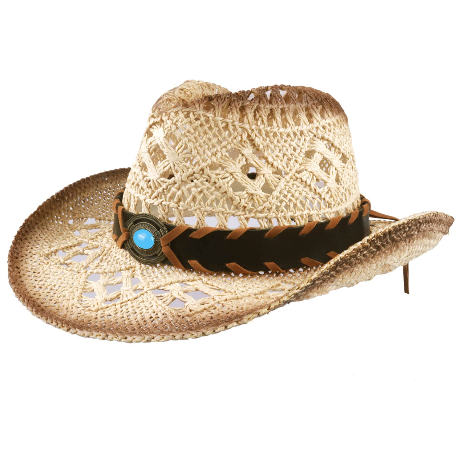 OYSPOSUP Straw Cowboy Hat for Men and Women with Shape-It Brim, Western Cowboy Hat