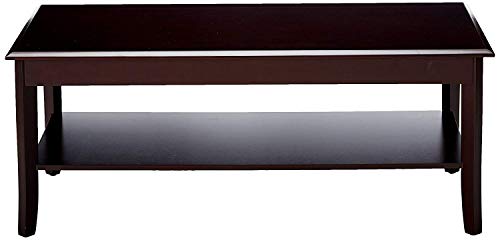 KB Designs - 3 Piece Wood Coffee Table Set with Storage Shelves, Dark Cherry