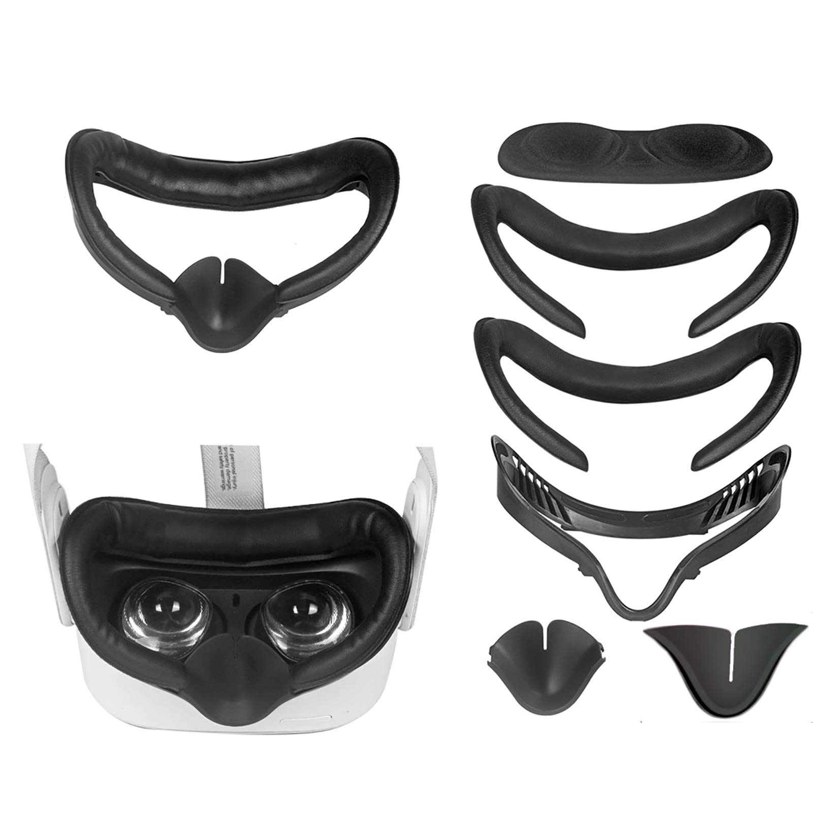 Oculus Quest 2 Facial Interface Bracket Leather Eye Cover 6 Sets (Black)