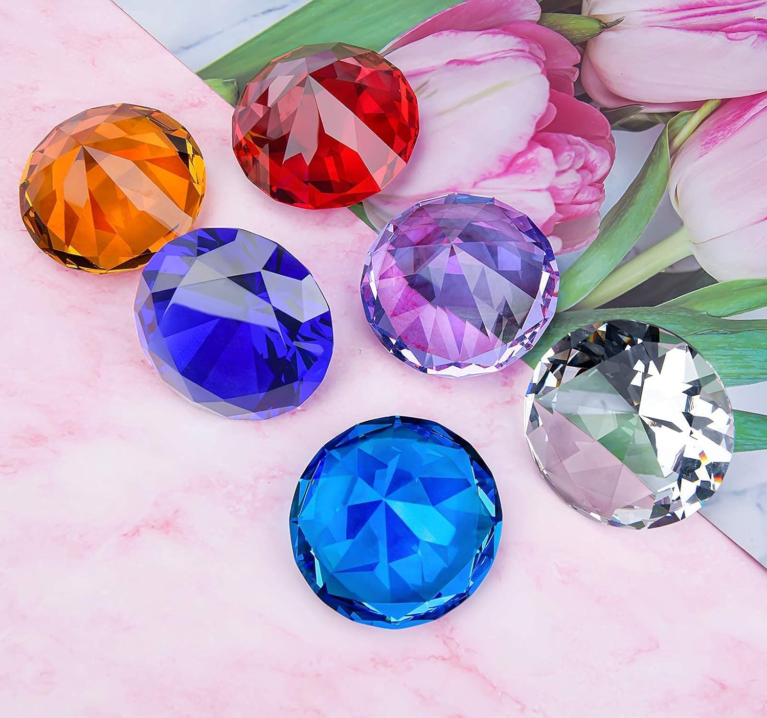 Large Crystal Diamond Paperweight with Stand Jewels Wedding Decorations Centerpieces Home Decor 3.15 inch (Clear)