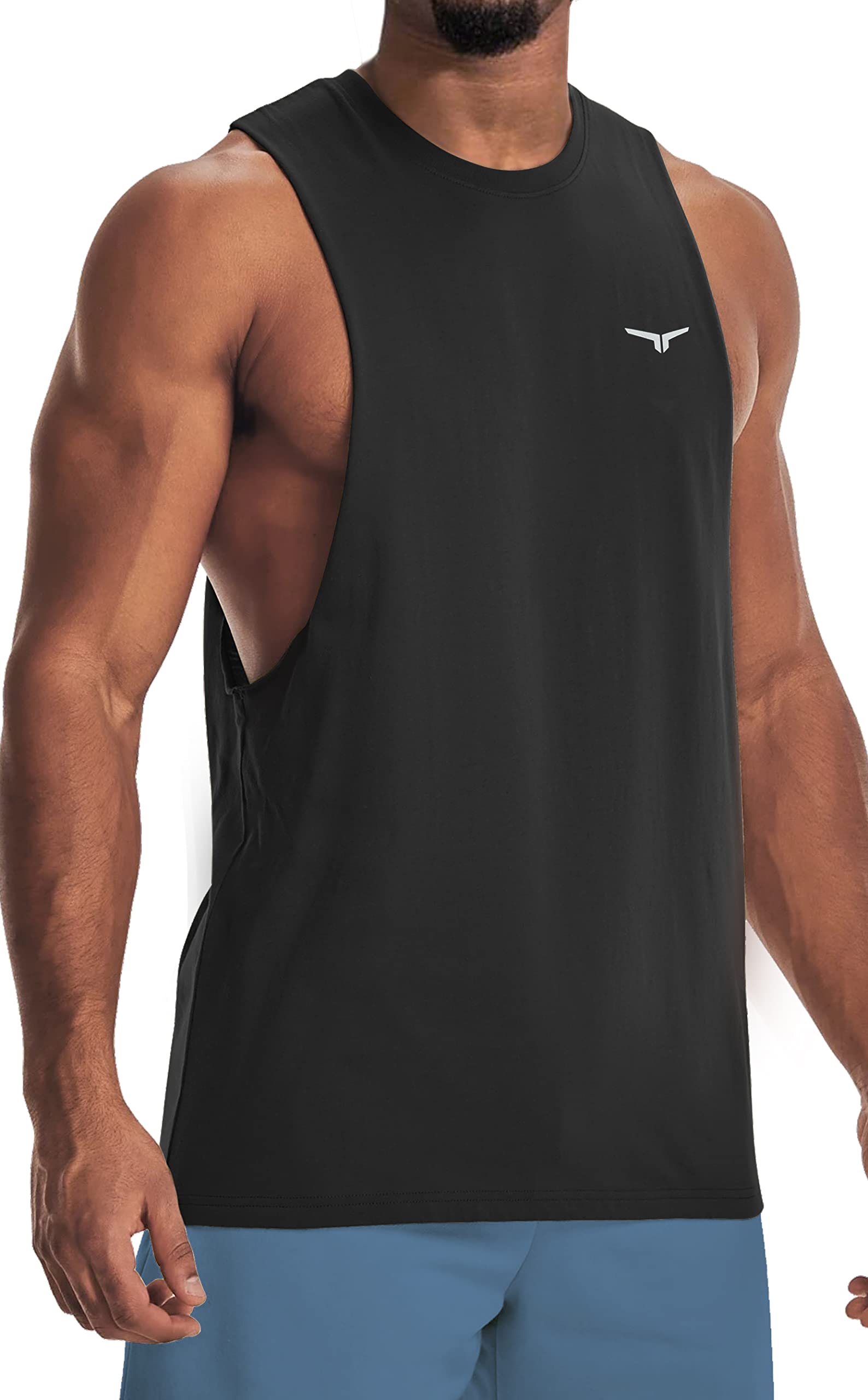 Project Titan Men's Workout Drop Arm Tank Top Cut Off Sleeveless Muscle Tank Gym Shirt