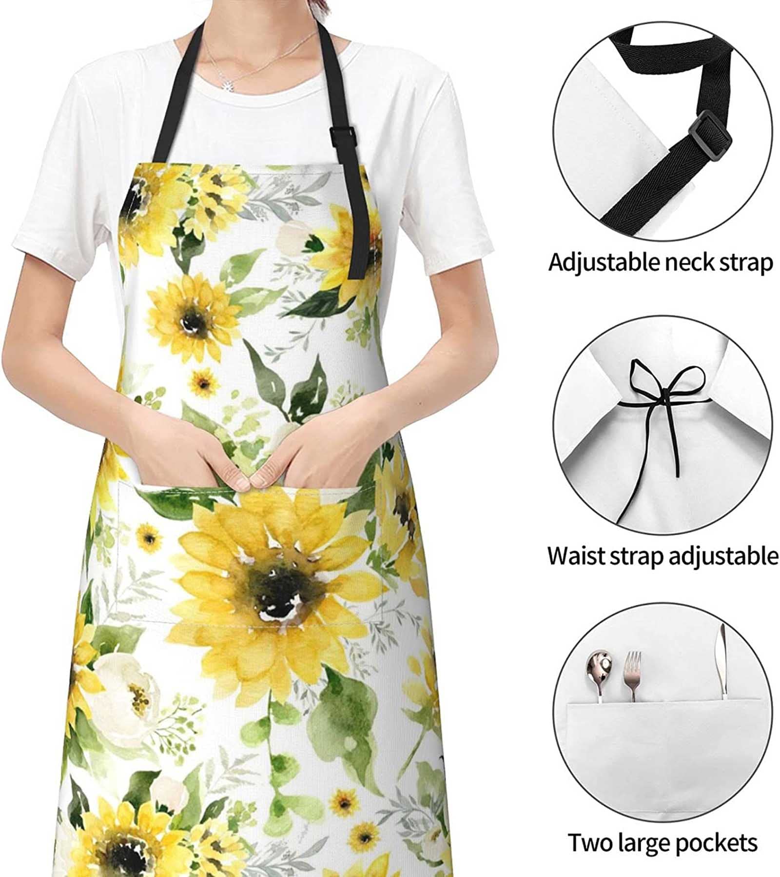 SHUANGFEI Personalized Aprons,Custom Waterproof Apron With Pockets for Men Women,Customized Adjustable Kitchen Chef Bib