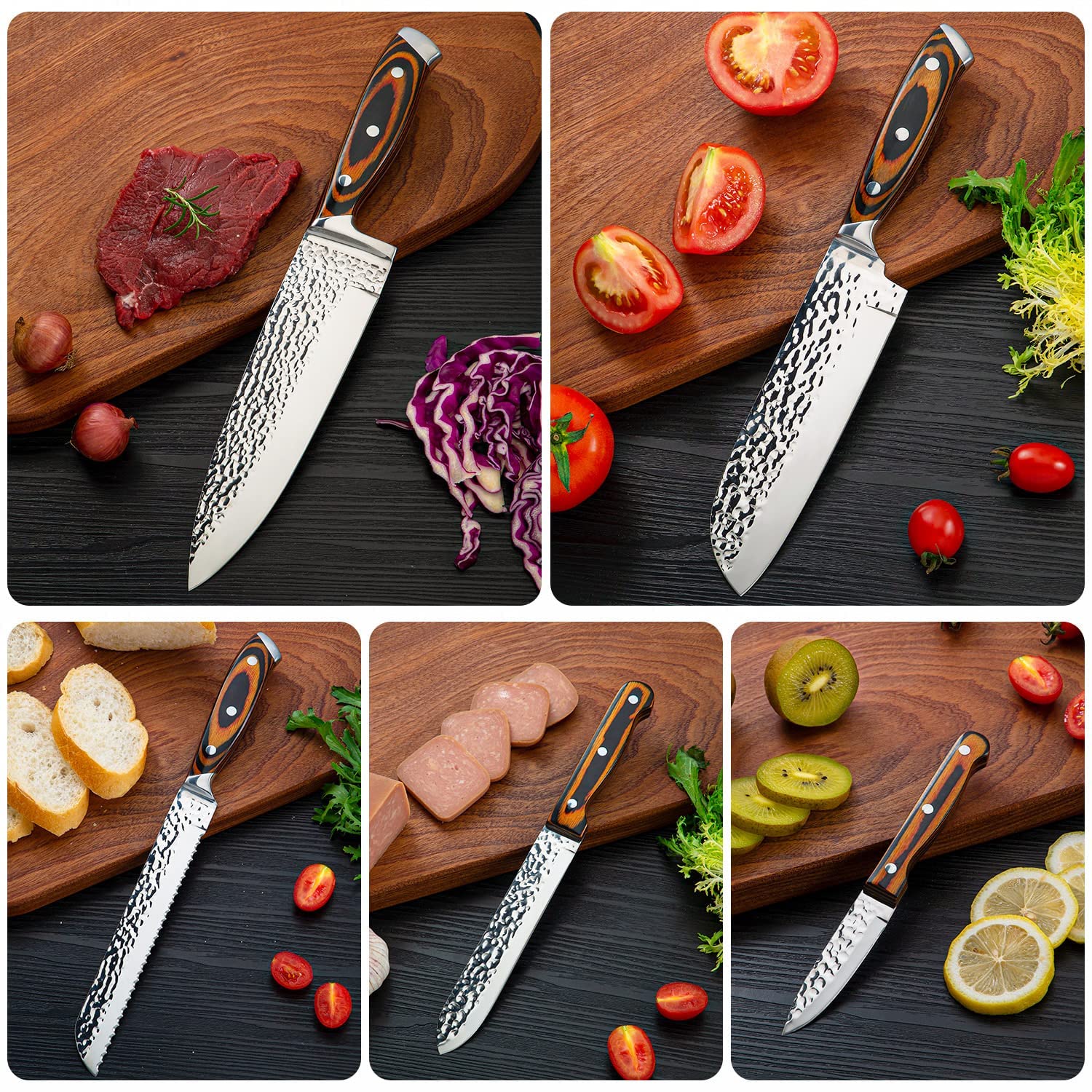 Knife Set, 15-Piece Kitchen Knife Set, Ultra Sharp German Stainless Steel Kitchen Knife Set With Block, Ergonomic Handle Full Tang Forged Gift with Premium Box