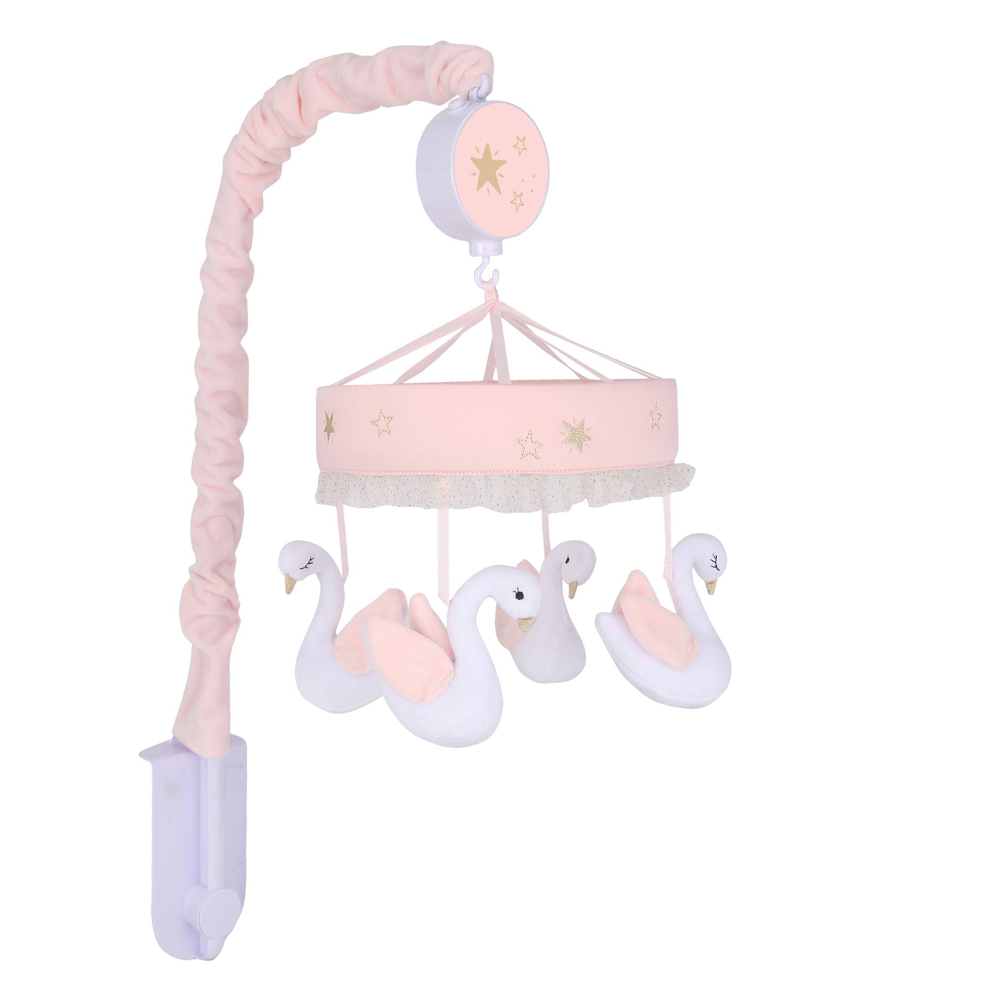 Lambs & Ivy Signature Swan Princess Pink/White Musical Baby Crib Mobile