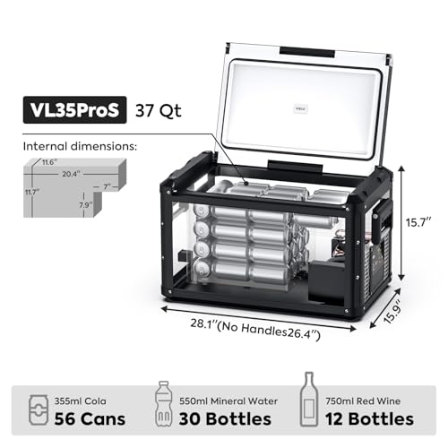 ICECO VL35 ProS 35 Liters Portable Refrigerator, Multi-directional Lid, Dual USB & DC 12/24V, AC 110-240V, Steel Compact Refrigerator Powered by SECOP, 0℉ to 50℉, Home & Car Use [Upgrade]