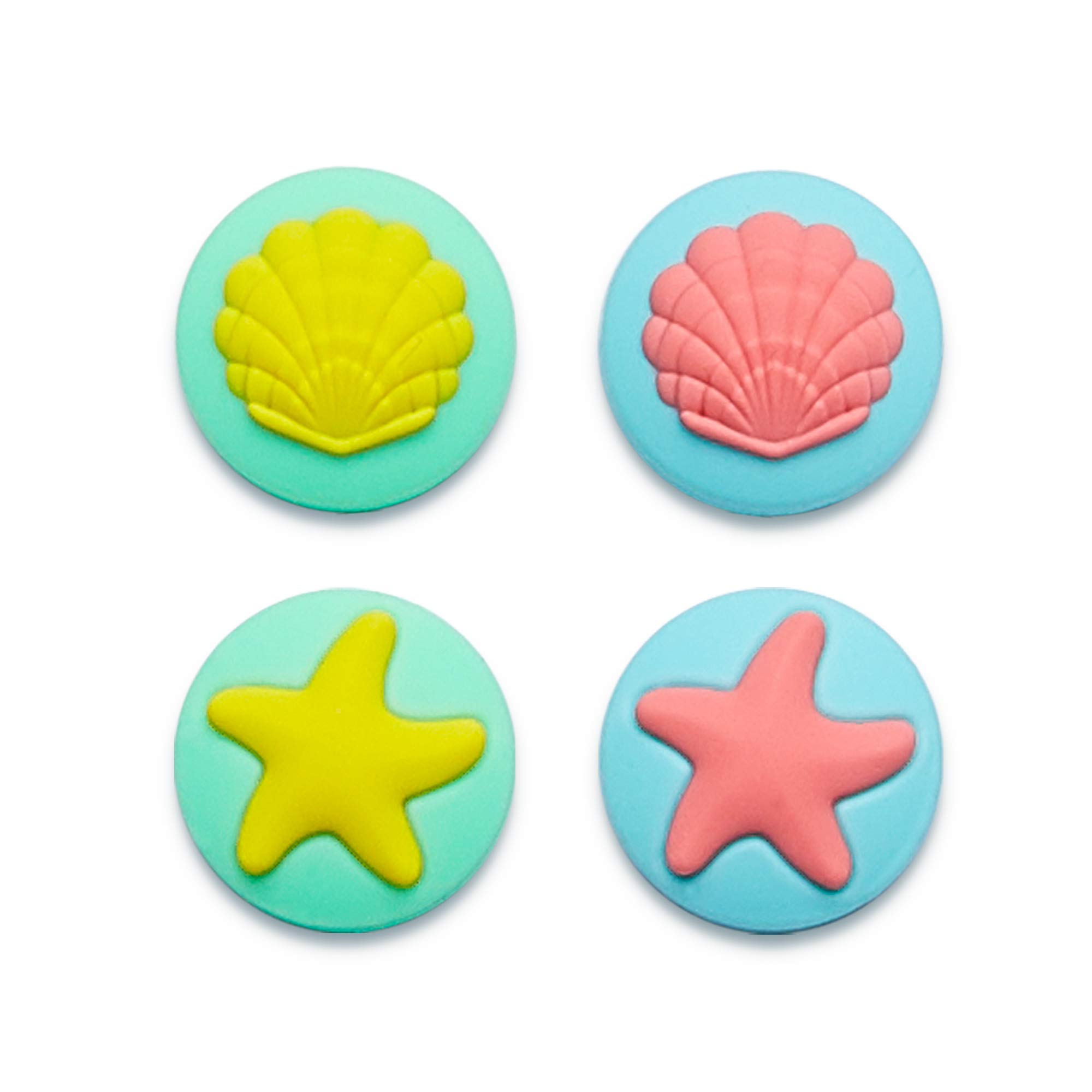 LeyuSmart Ocean Theme Thumb Grip Caps, Starfish & Conch Joystick Cap for Nintendo Switch/OLED/Lite, Soft Silicone Skin Cover for Joy-Con,4Pcs